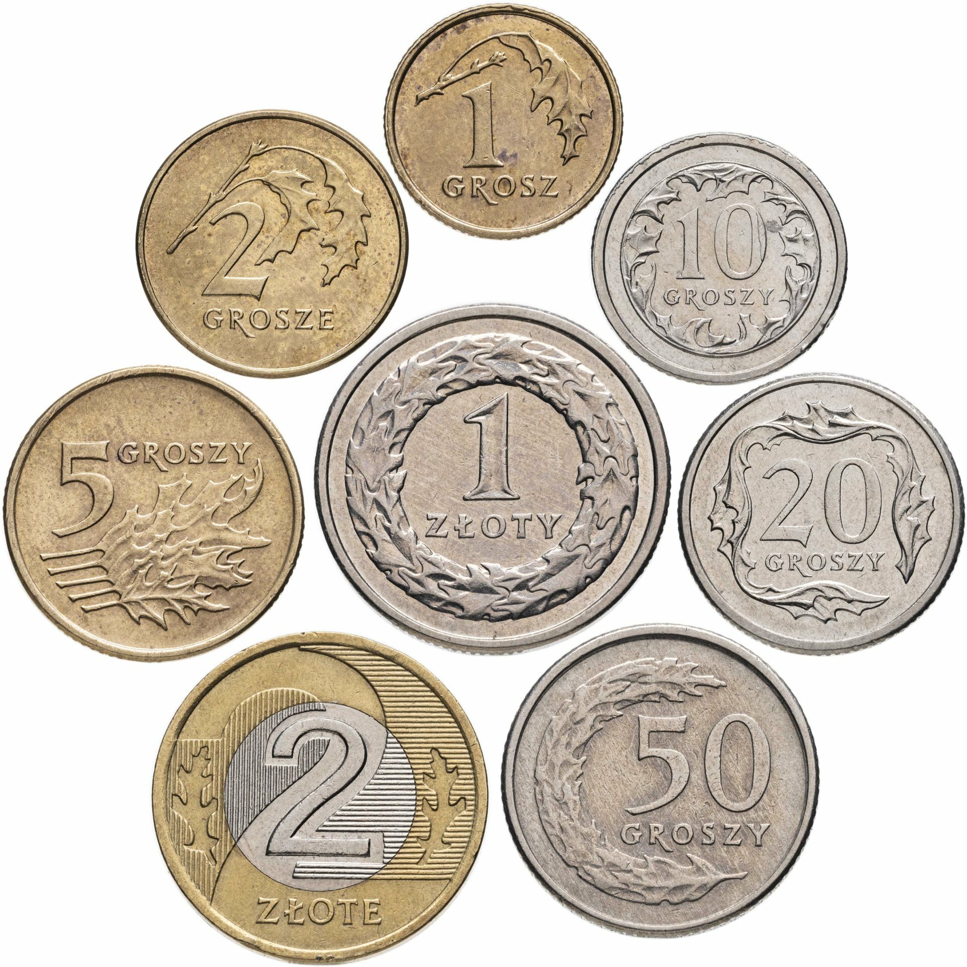 Польша набор из 8 монет 1991-2009 года, Биметалл, в сохранности AU-UNC