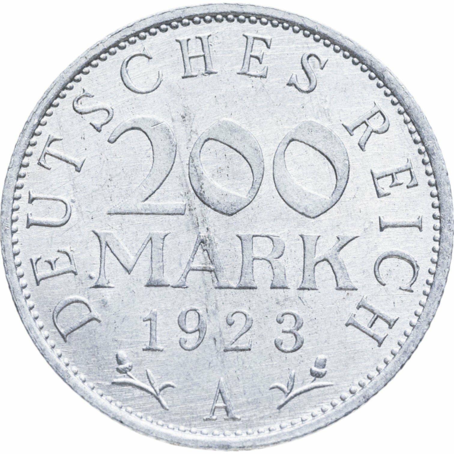 Германия 200 марок 1923 "A", Алюминий, в сохранности AU
