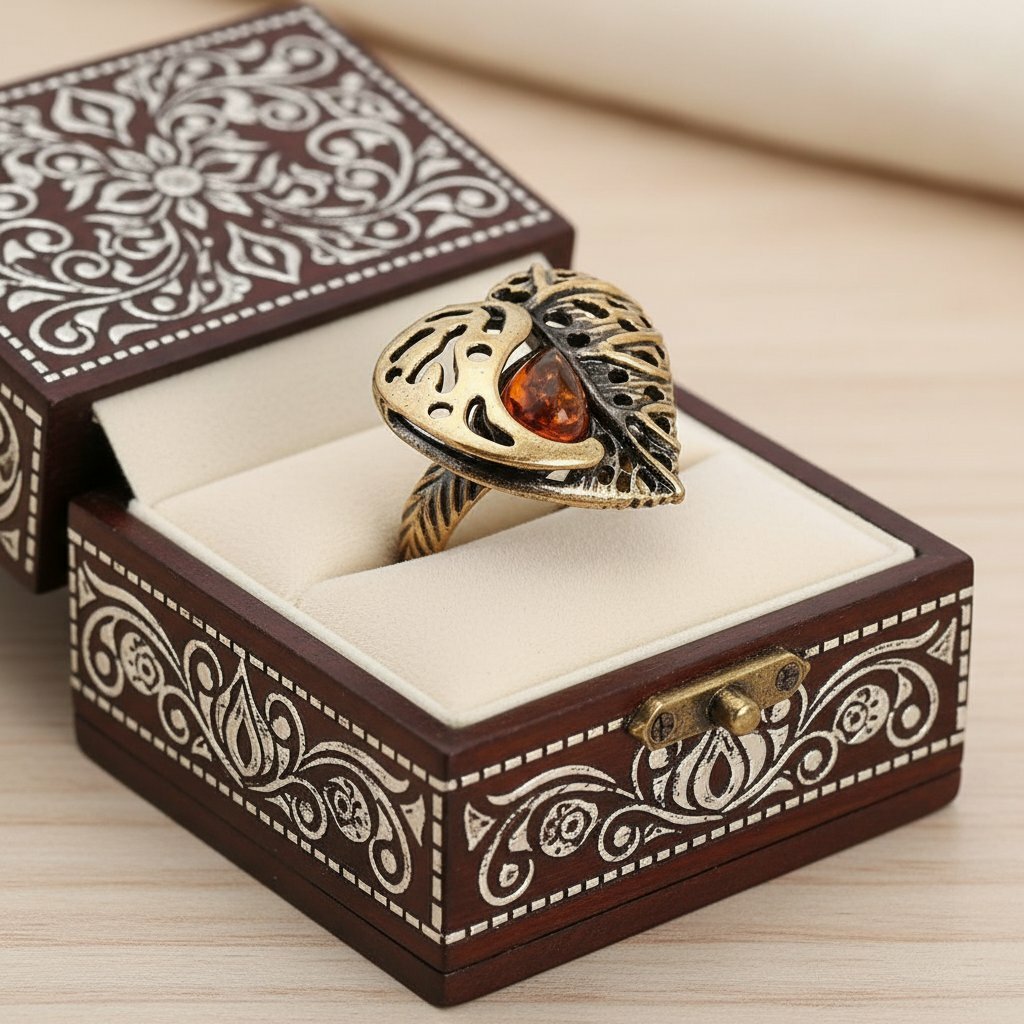 Кольцо, янтарь