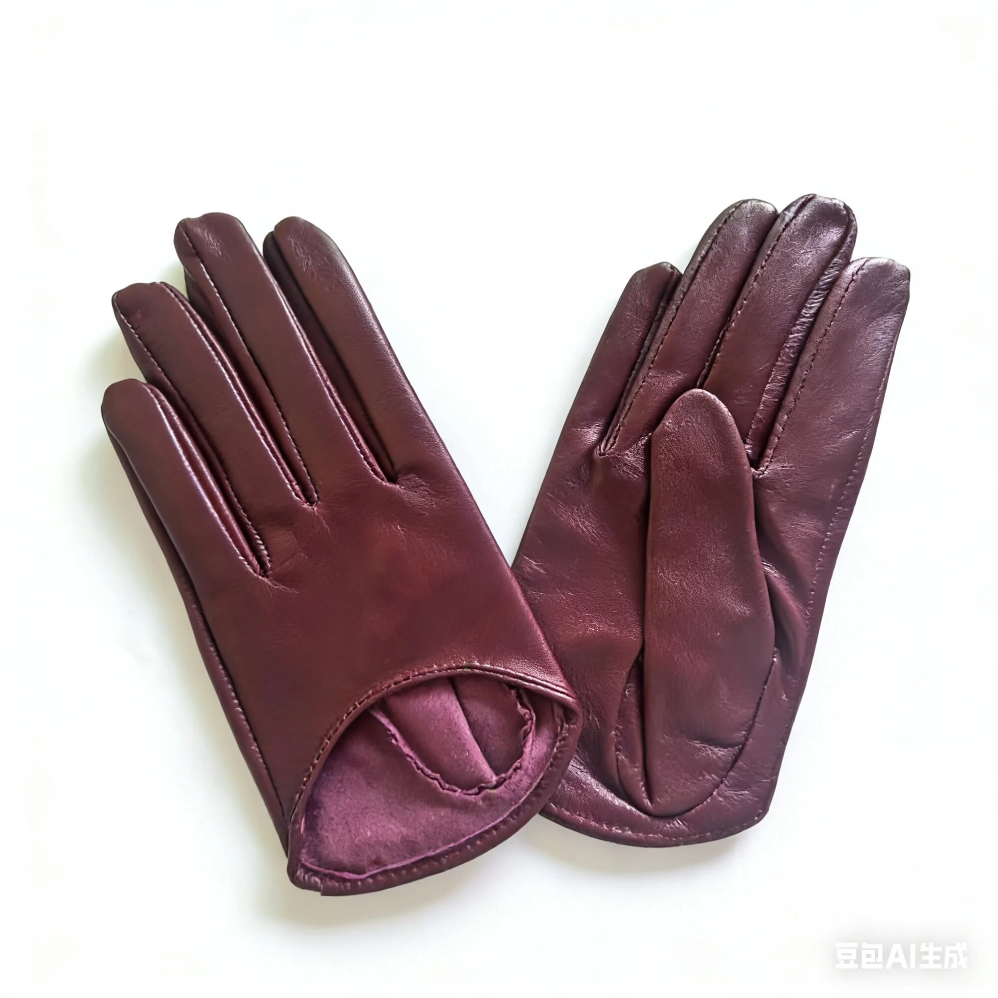 Женские кожаные перчатки бордовые AHHMABL G621