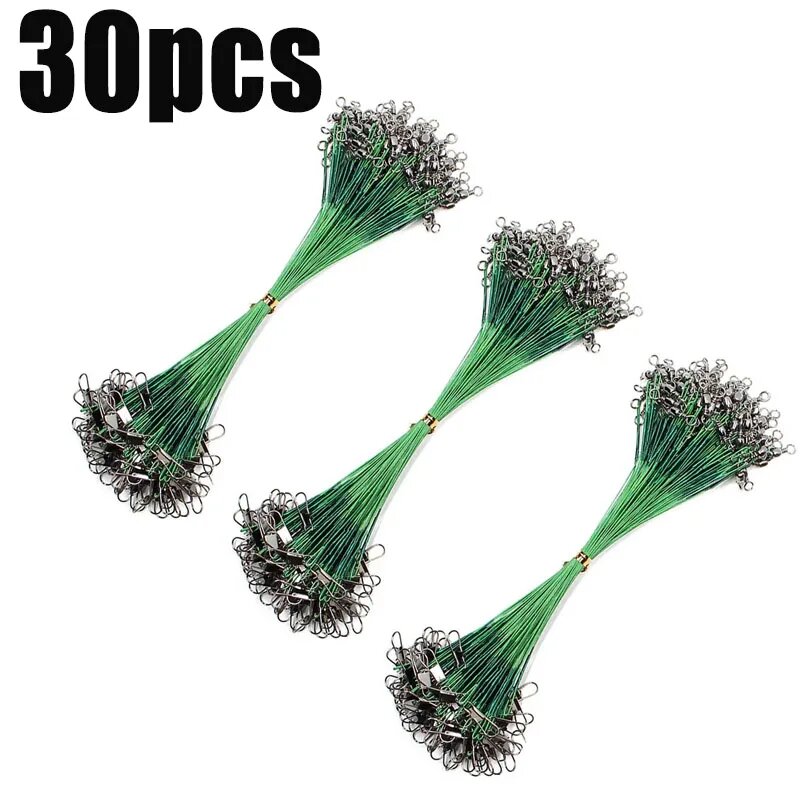 30 шт. Поводков для рыбалки из нержавеющей стали Зеленый, 15cm, 30pcs green