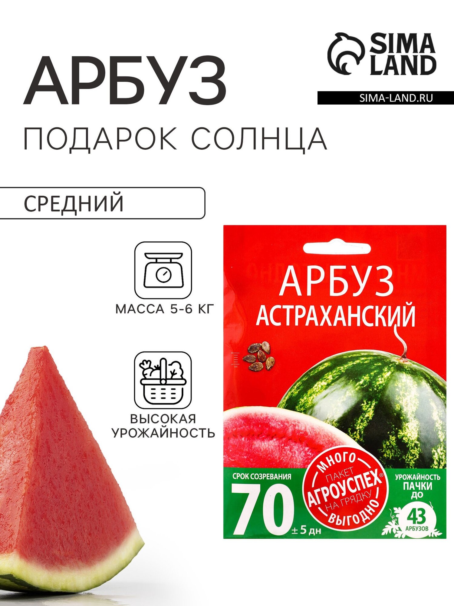 Семена Арбуз «Астраханский», 4 г, «Агроуспех»