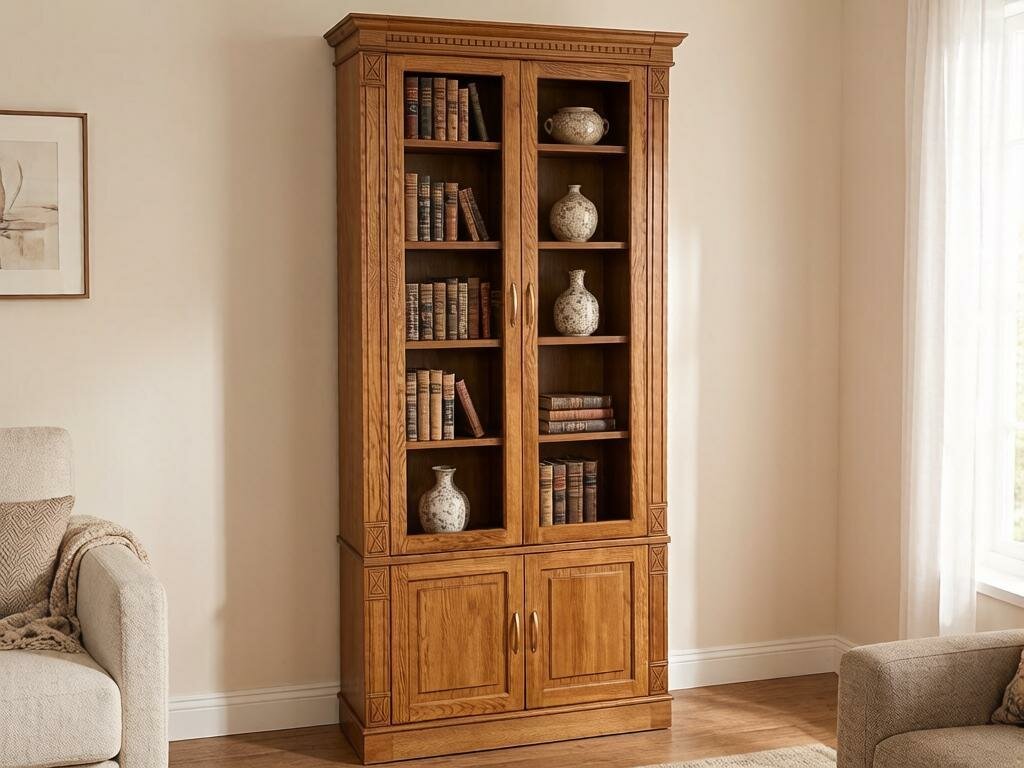 Шкаф книжный Верди рианна 036 из массива сосны 115х41х235 см