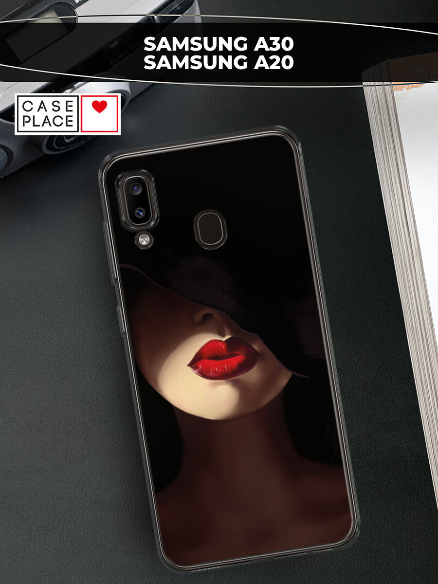 Чехол на Samsung Galaxy A20 / Самсунг Галакси А20 с принтом Красные губы