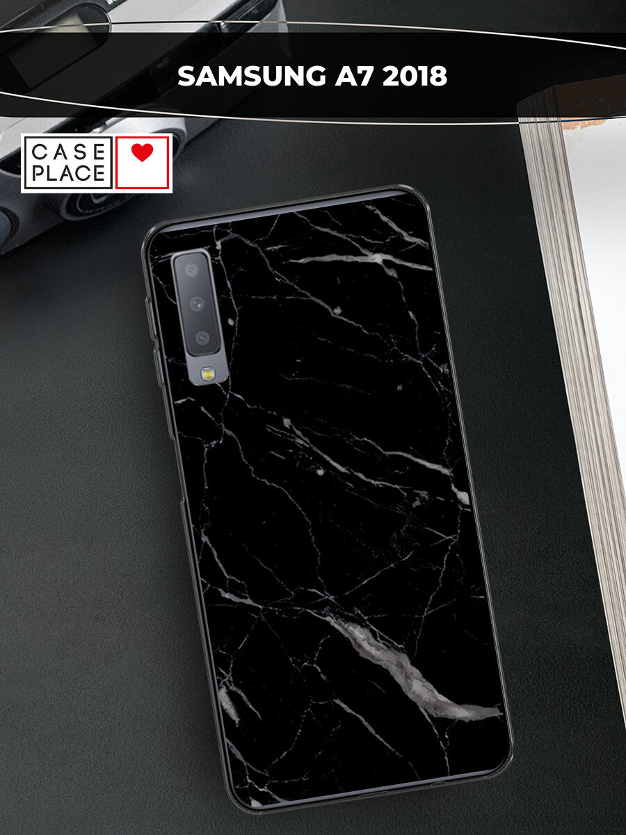 Чехол на Samsung Galaxy A7 2018 / Самсунг Галакси А7 2018 с принтом Черный минерал