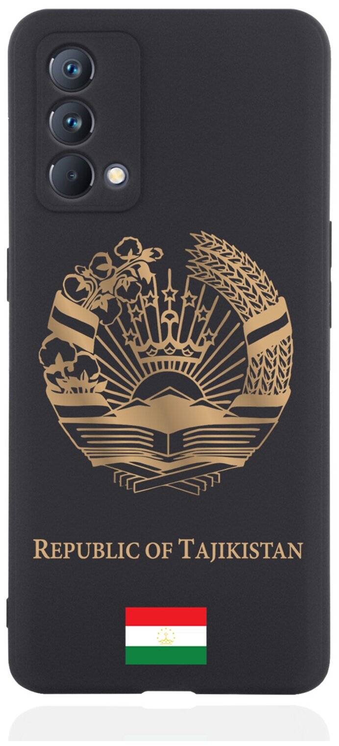 Черный силиконовый чехол SignumCase для realme GT Master Edition Золотой Герб Таджикистана