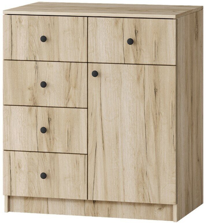Комод для одежды Бард 7.2, Легкомаркет, ЛДСП, цвет дуб крафт серый, 80х89х40, 5 ящиков/дверь