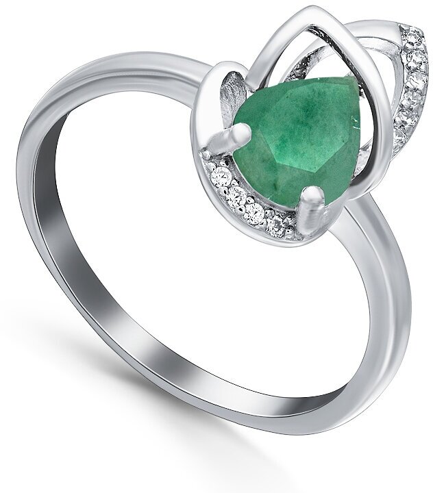 Кольцо, серебро, 925 проба, фианит, берилл