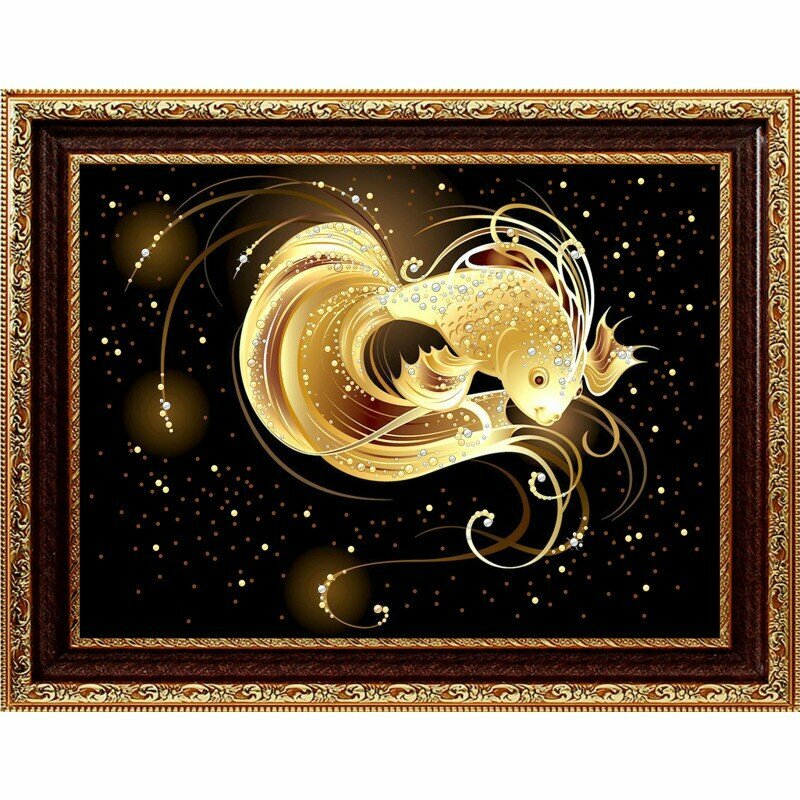 Набор для вышивания Larkes #Н4096 Золотая рыбка, Вышивка бисером, 29 х 21 см