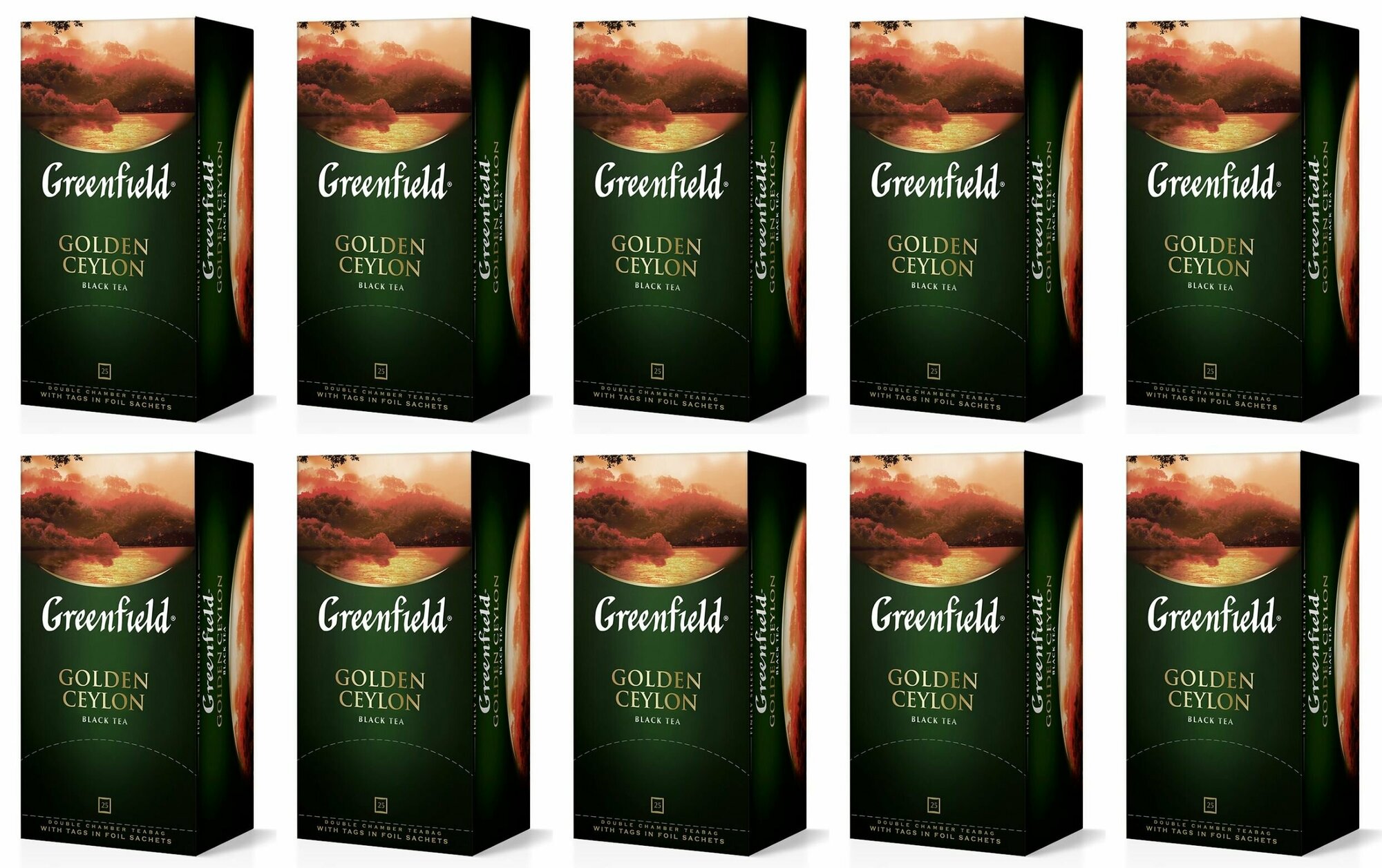 Greenfield Чай в пакетиках Golden Ceylon черный, 25 шт х 2 г, 50 г, 10 уп