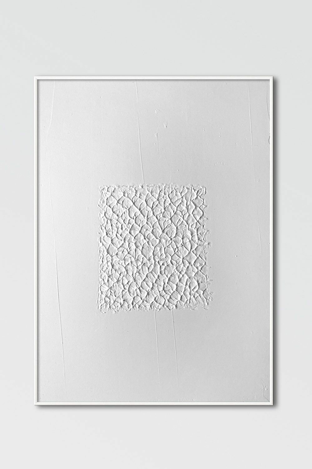 Картина на стену из гипса ручной работы DECORMARKT Рельеф, в белой рамке 50х70 см
