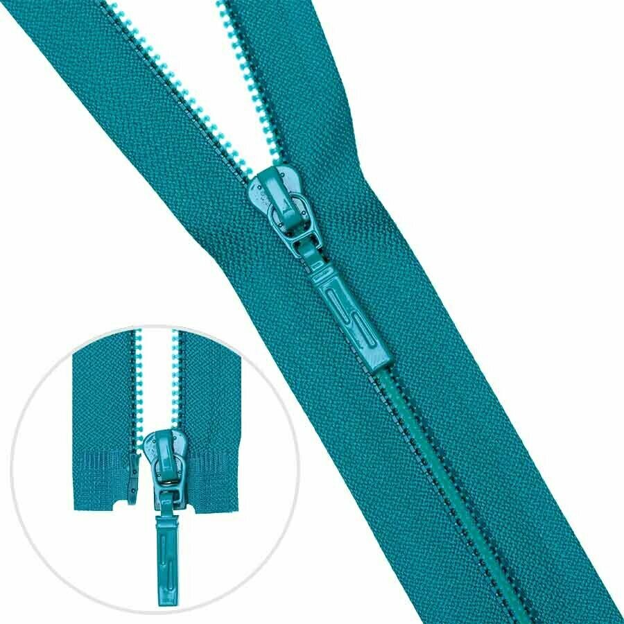 Молния пластиковая прошивная ТРК-3 Я 60 см (темно-бирюзовый 037) с 1 замком / Швейная разъемная молния трактор 1 шт