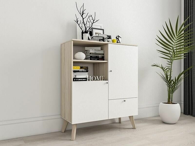 Комод для вещей "Парма 10.2" 100х120х40, дуб сонома / белый матовый