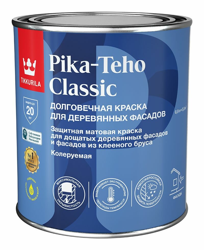 TIKKURILA PIKA TEHO CLASSIC краска акрилатная для деревянных фасадов матовая база A, 2.7 л