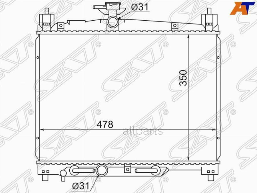 SAT TY000W10-SZ Радиатор Toyota Vitz 99-05 / Echo 99-05 / Platz 99-05 / Yaris 99-05