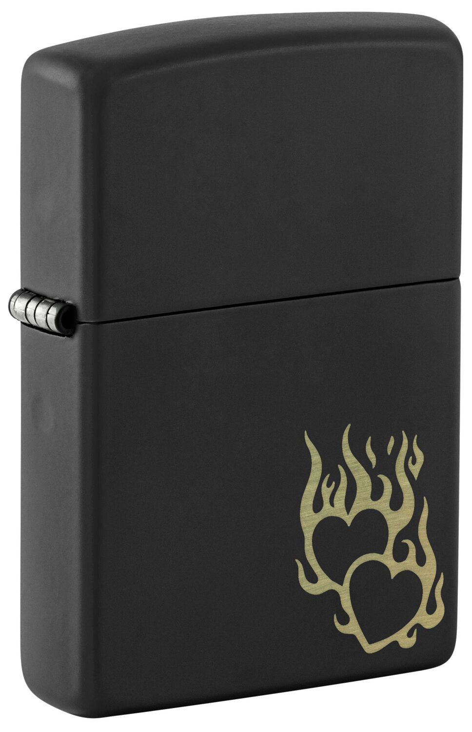 Оригинальная бензиновая зажигалка ZIPPO Fire Heart с покрытием Black Matte, латунь/сталь, черная, матовая, 38x13x57 мм, не заправленная
