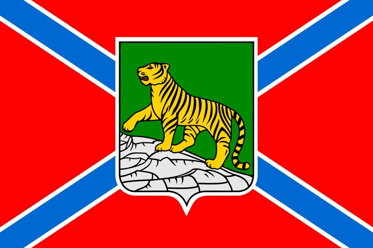 Флаг столицы субъекта РФ - Владивосток, Размер: 75х50 см.