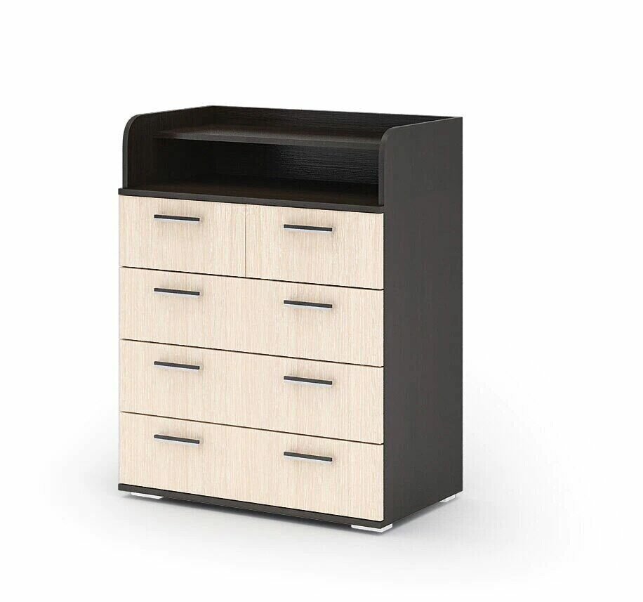 Комод К-1, 5 ящиков, с полкой, венге/дуб белфорт (800х460х1020)