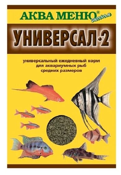 Корм для рыб аква меню, УНИВЕРСАЛ-2, ежедневный, для средних размеров, 30 г