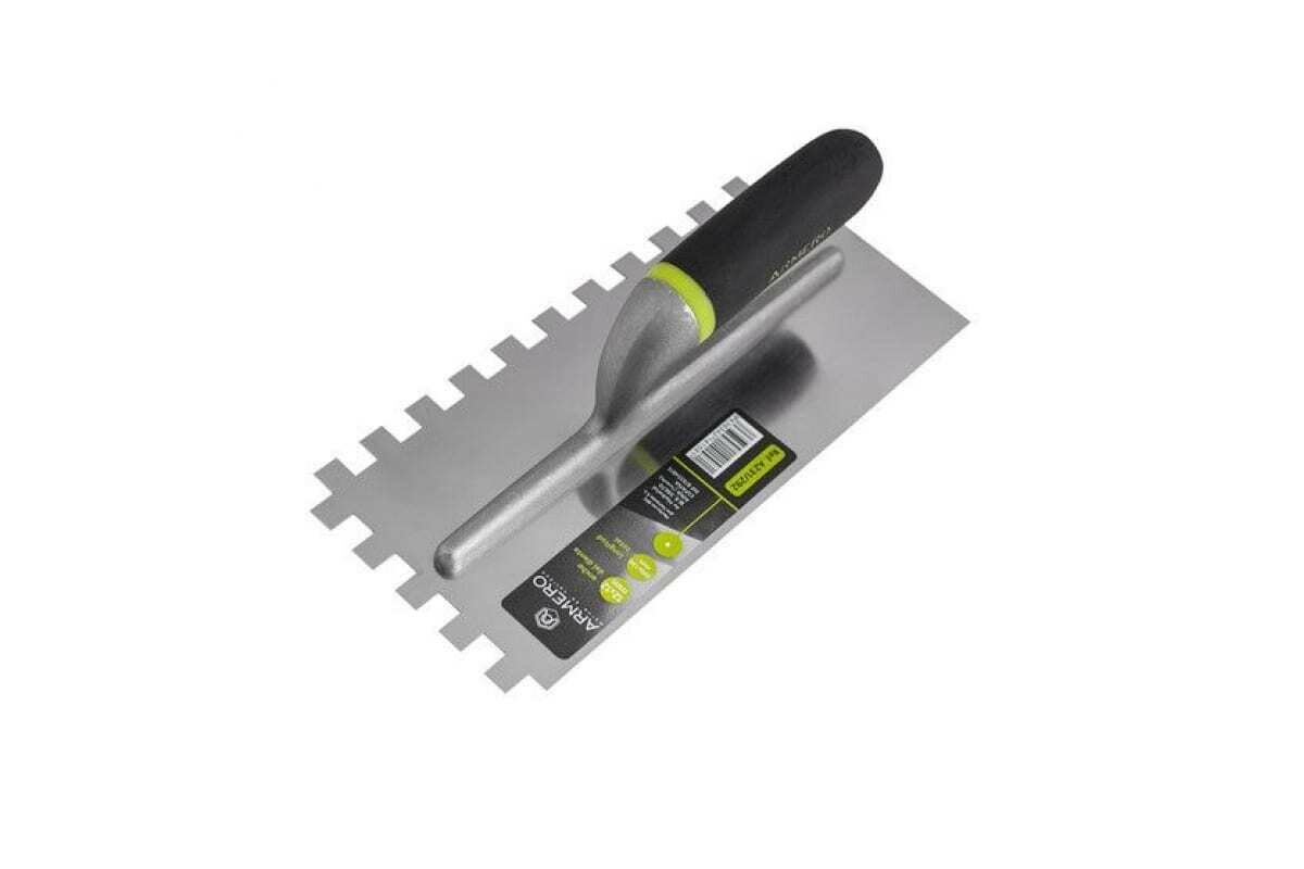 Зубчатая гладилка из нержавеющей стали Armero 280х130 мм, 12x12 мм AM12-292/A231/292