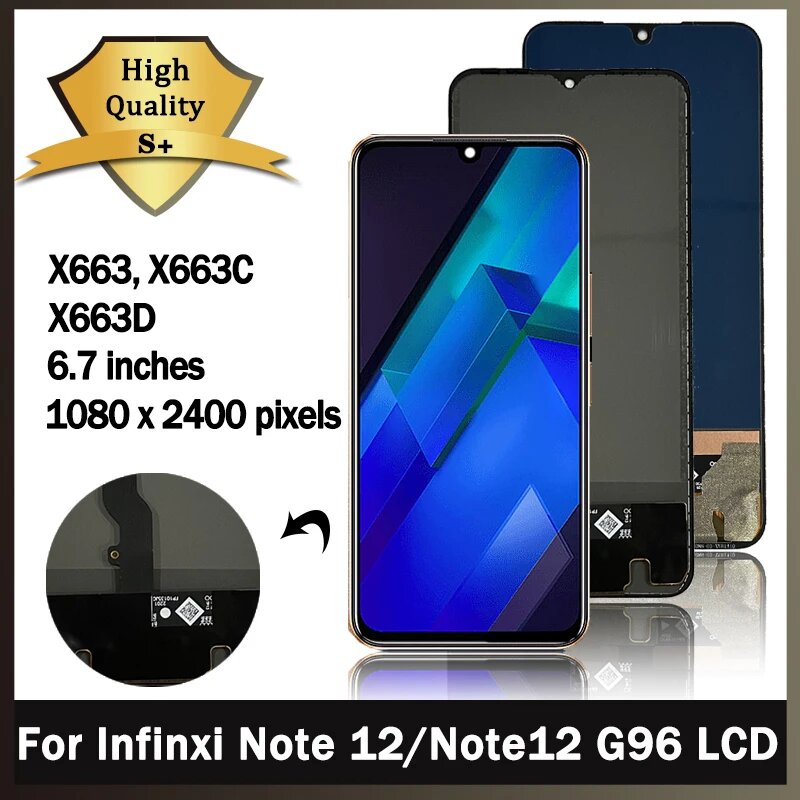 6,7 "Новый ЖК-дисплей для Infinix Note 12 X663 X663C X663D, дигитайзер сенсорной X663TFT NO Frame