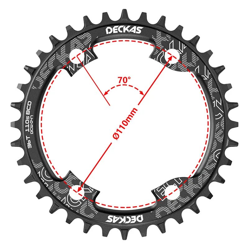 DECKAS Звезда велосипедная алюминиевая 32-52T 7-12s Черный, 44T, 110BCD 4 Claws Round