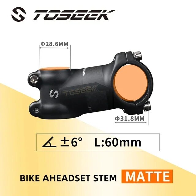 TOSEEK Вынос руля MTB углеродно-алюминиевый 6/17 градусов Matte 6 degree 60mm