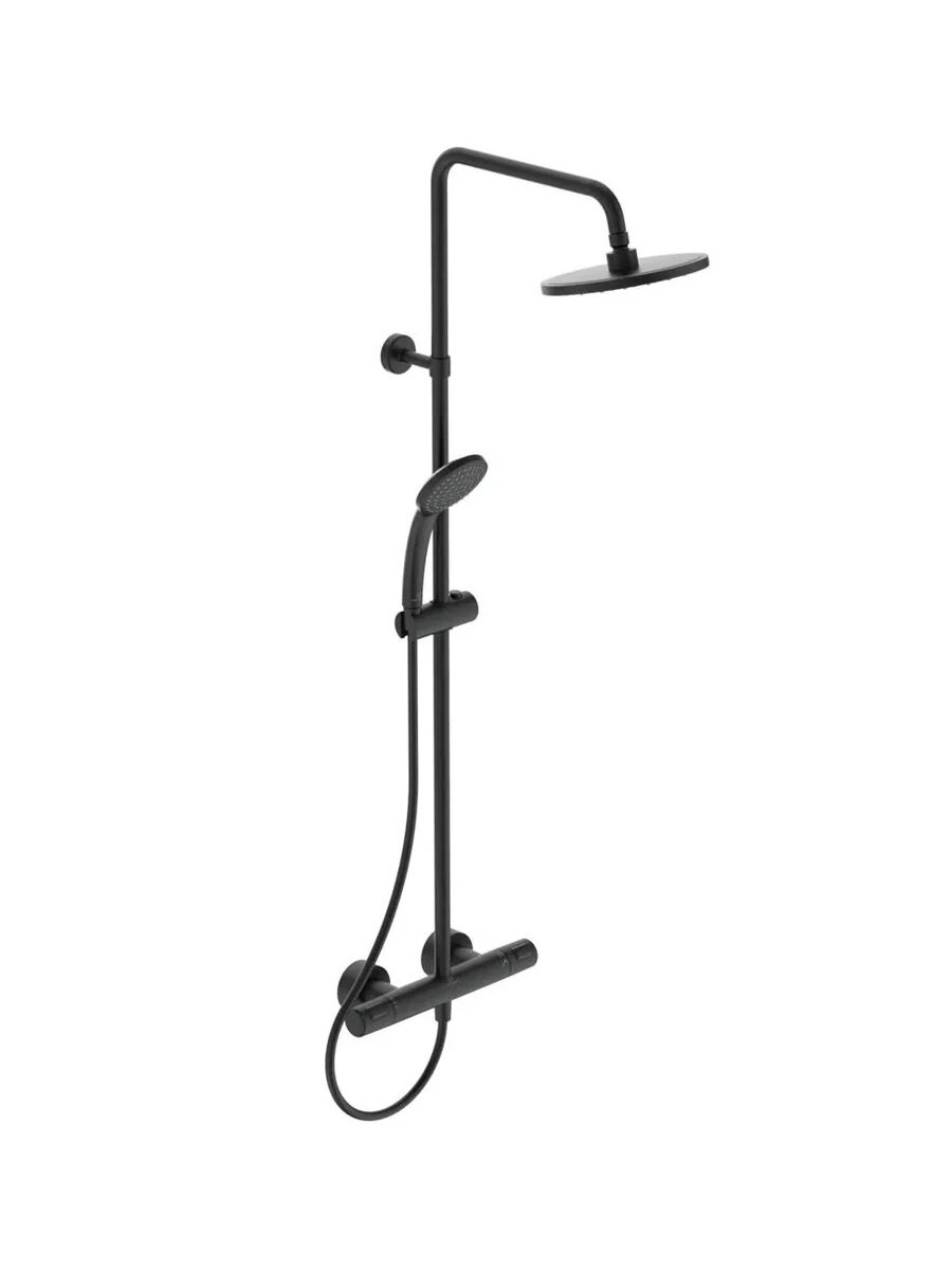 Душевая система с термостатом, верхним душем и лейкой, черный матовый, Ideal Standard Ceratherm T25 A7545XG