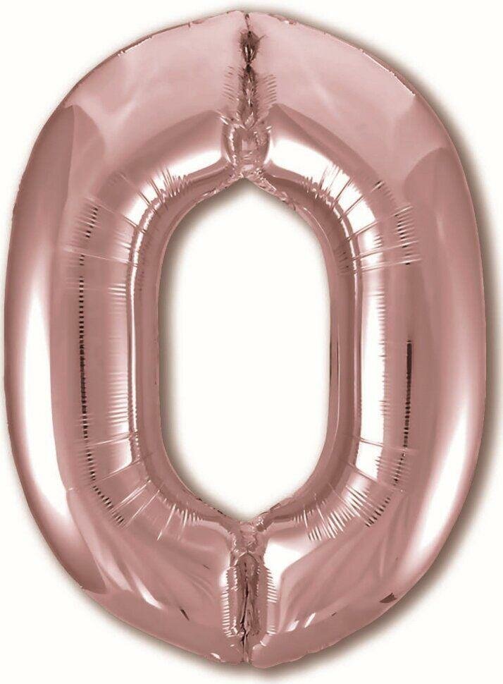 Шар (40'/102 см) Цифра, 0 Slim, Розовое Золото, 1 шт. в упак.