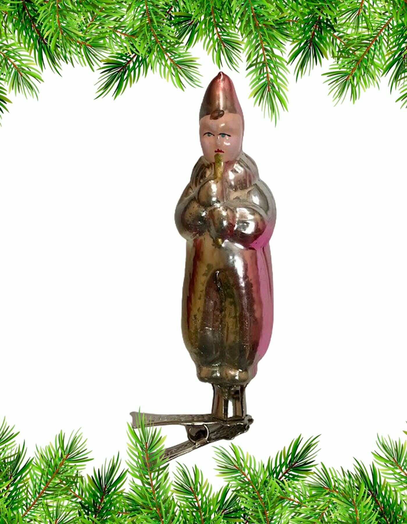 Игрушка на елку Мальчик с дудочкой Винтаж из СССР