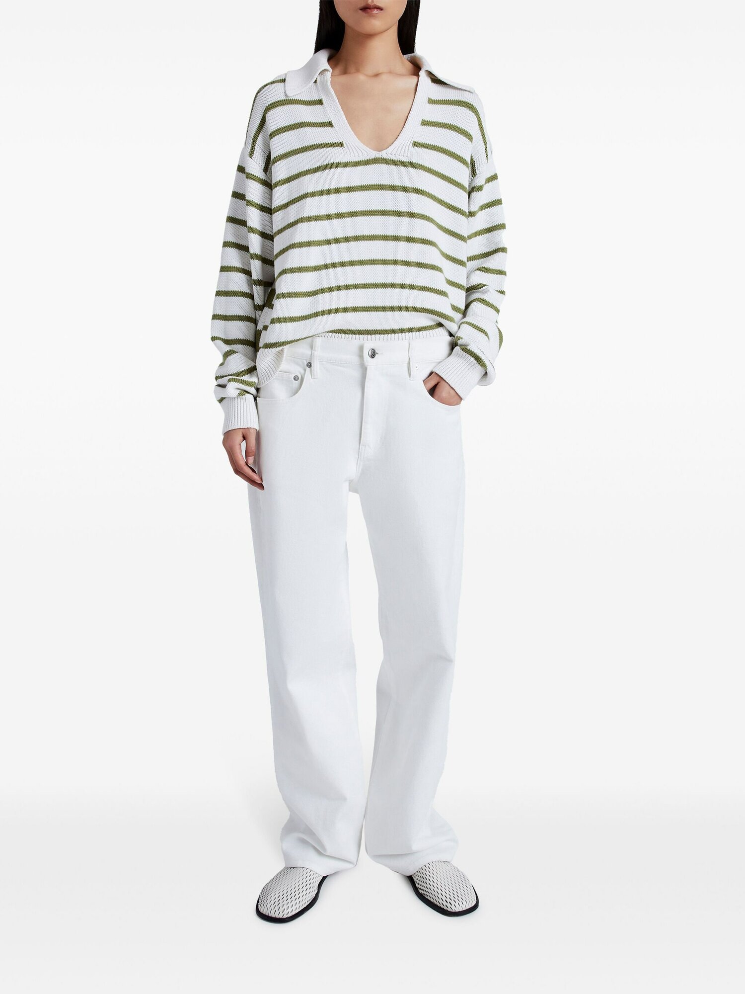 Свитер Proenza Schouler White Label Murphy, размер 6, , бежевый/белый — фото 1