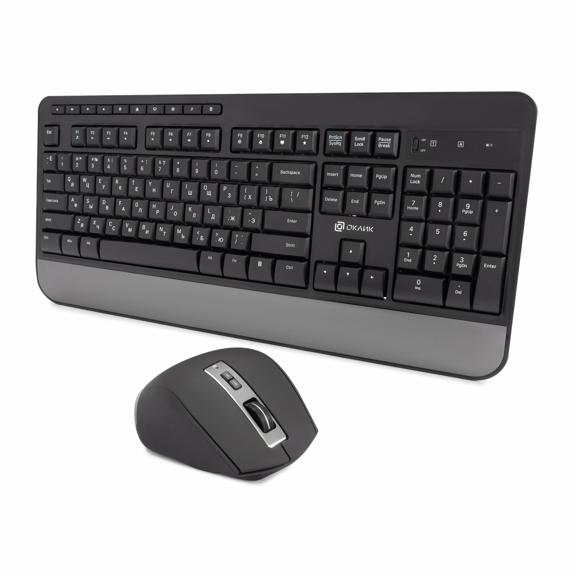 Клавиатура и мышь, набор для пк Оклик S290W беспроводной, черный
