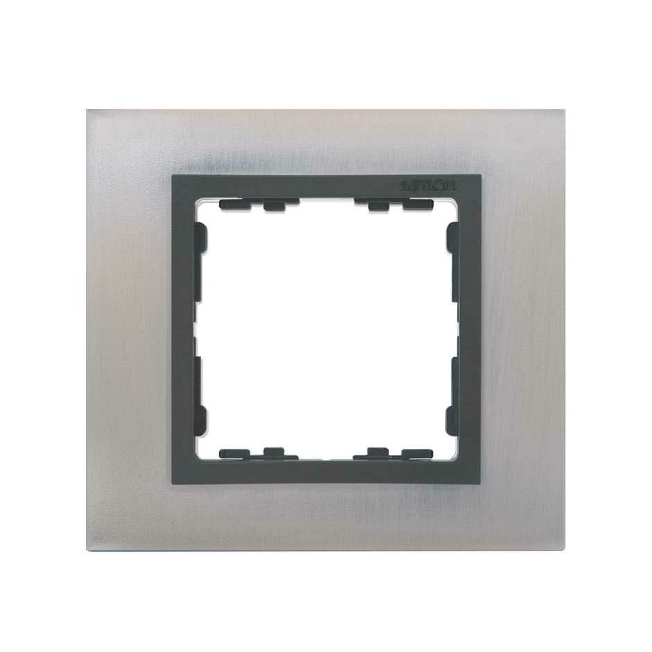 Рамка на 1 пост металл нержавеющая сталь с центральной частью цвета графит Simon 82 Nature