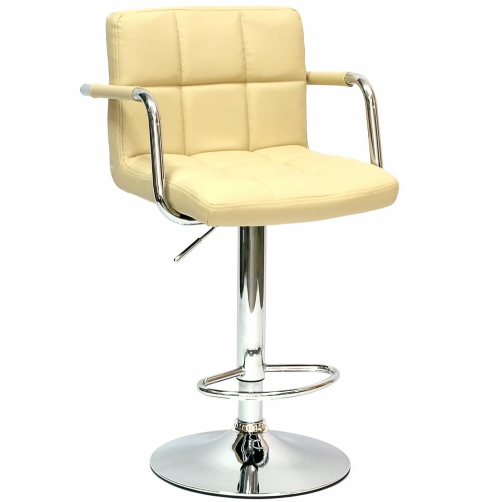 Стул Kruger Arm STOOL MARKET бежевый, экокожа, металл, мягкое сиденье, с подлокотниками