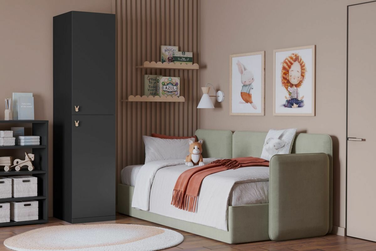 Пенал Банни-1 Черный Агат для одежды двухдверный 45*210*52