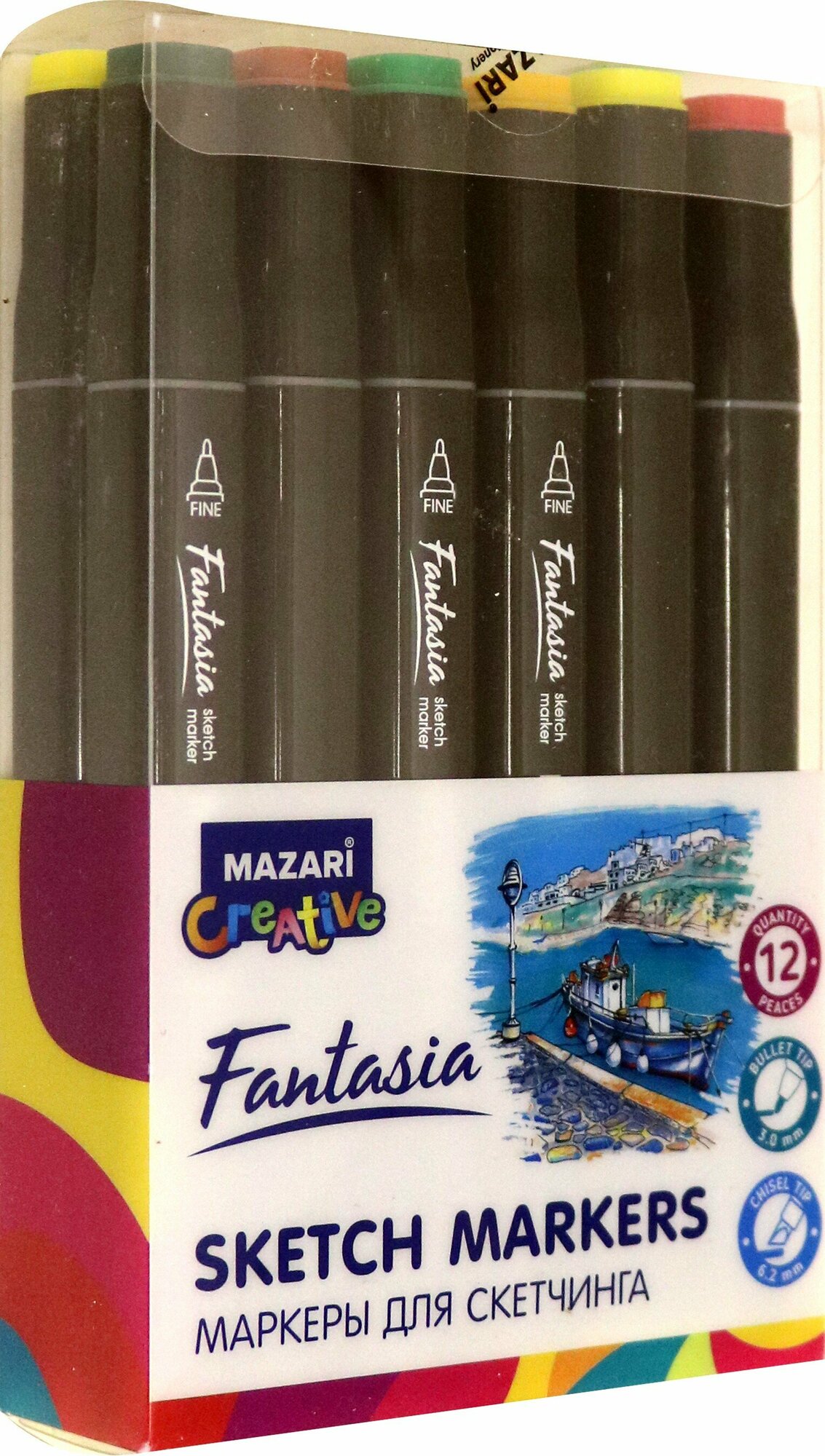 Маркеры для скетчинга двусторонние "Fantasia" (12 цветов, цвета осени) (M-5035/M-15020-12)