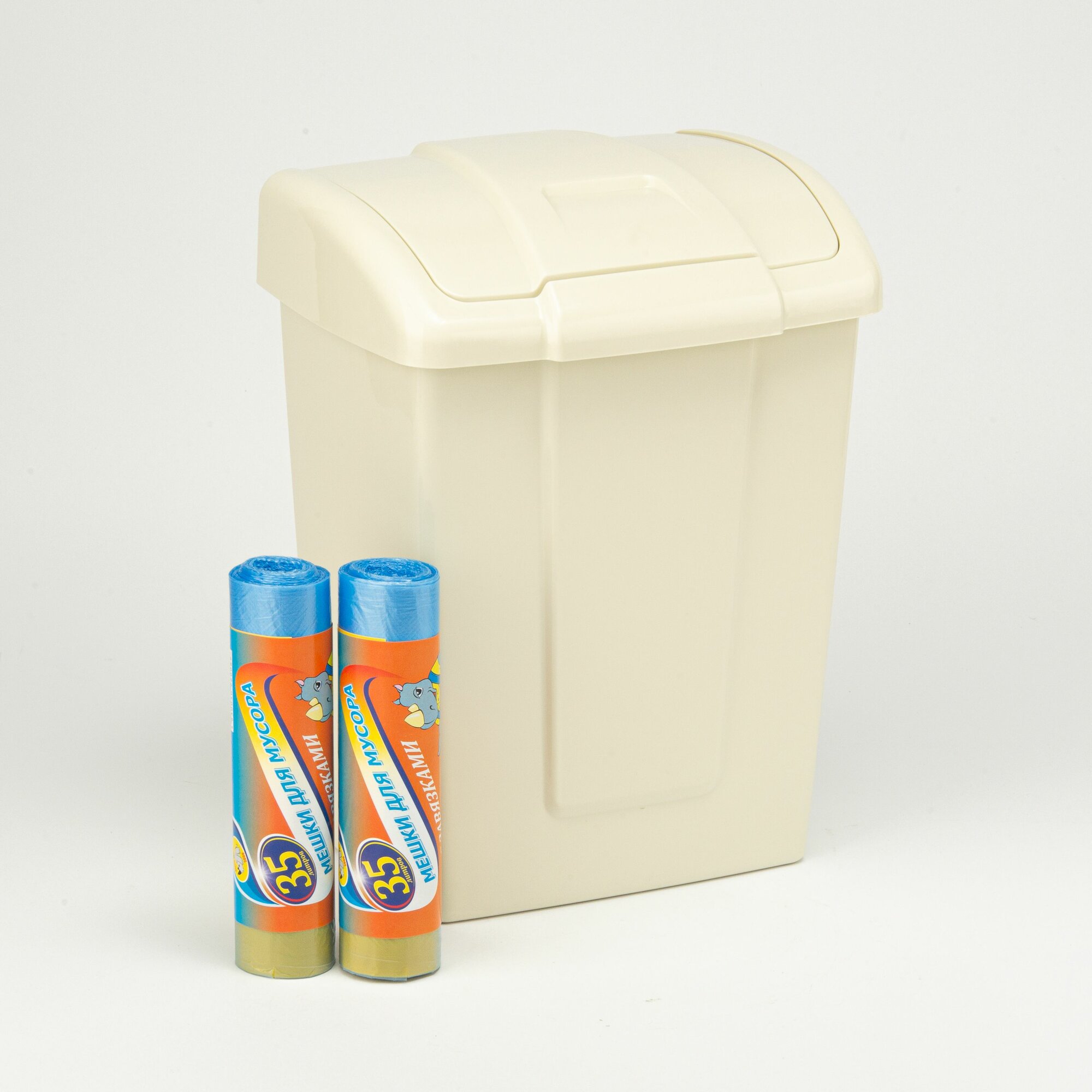 Контейнер для мусора 9 л и мешки для мусора с завязками 35л - 30 шт