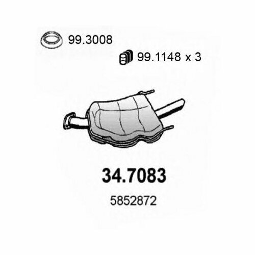 Глушитель выхлопных газов конечный, ASSO 34.7083 (1 шт.)