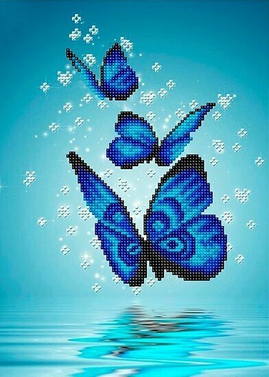 Ткань с рисунком для вышивания бисером Благовест К-4045 Мотыльки, 20 х 25 см (Бисер в комплект не входит.)