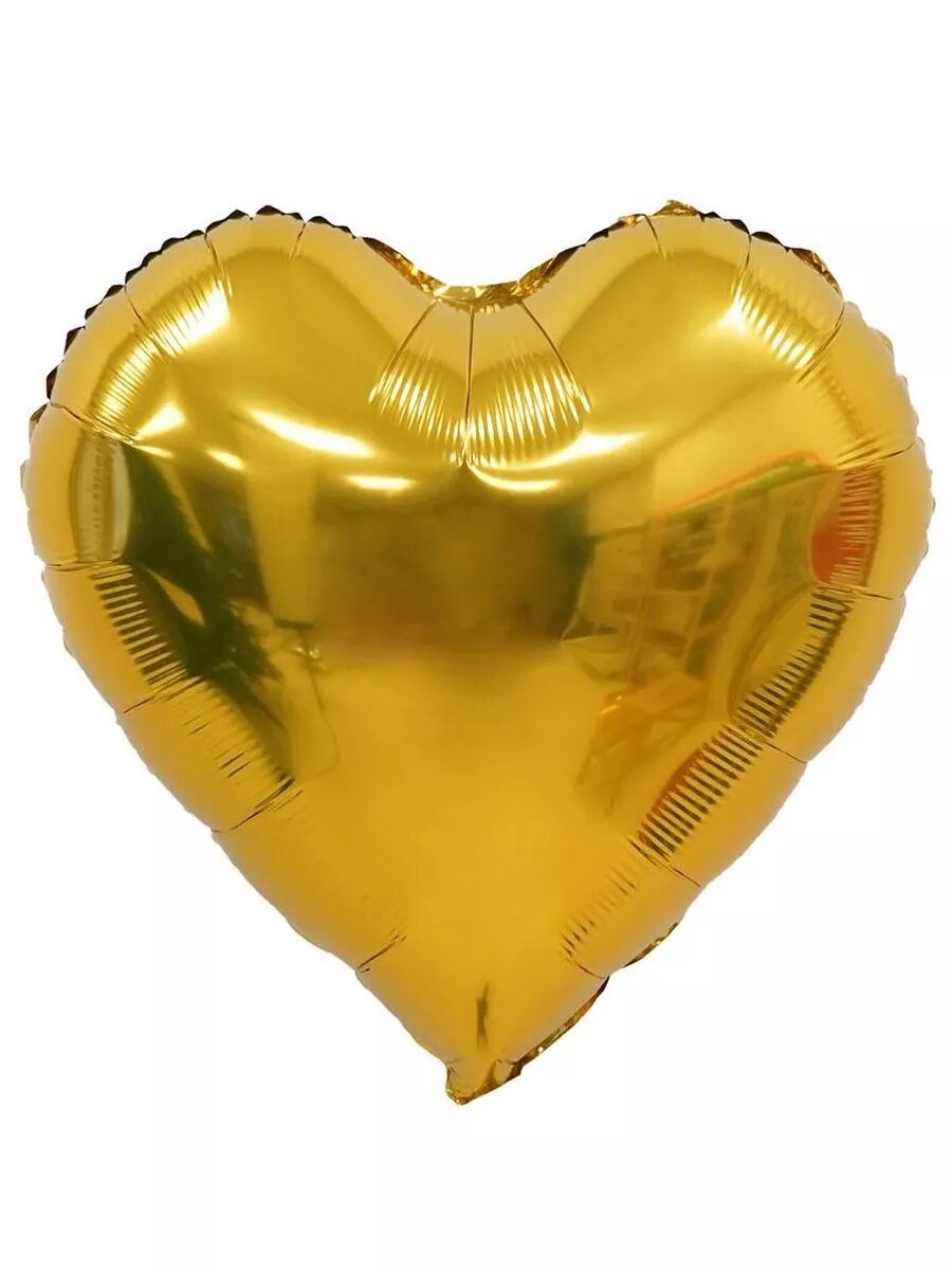 Сердце Золото / Gold, фольгированный шар (24"/60 см ) 1 шт. / Веселуха