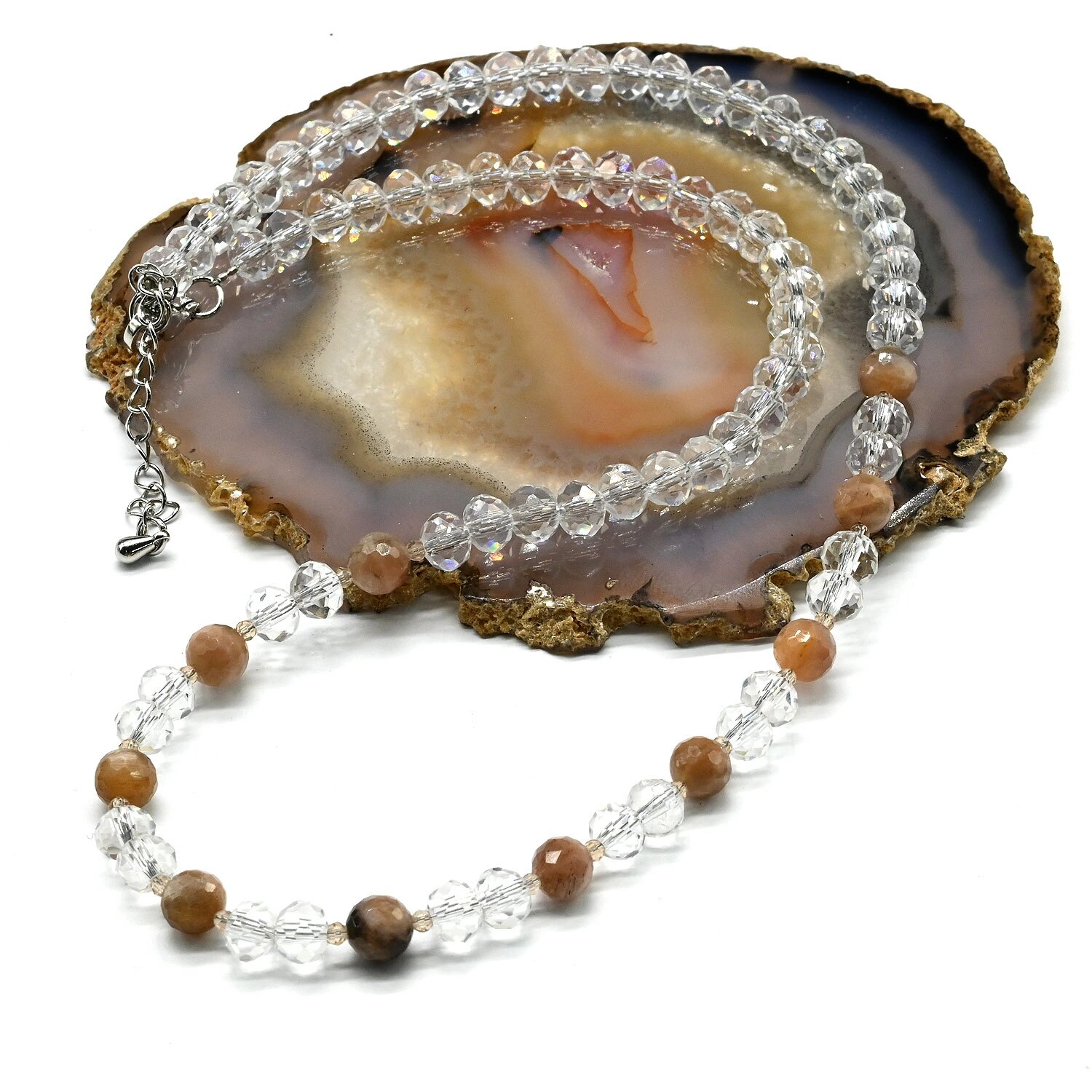 Бусы Радуга Камня, лунный камень