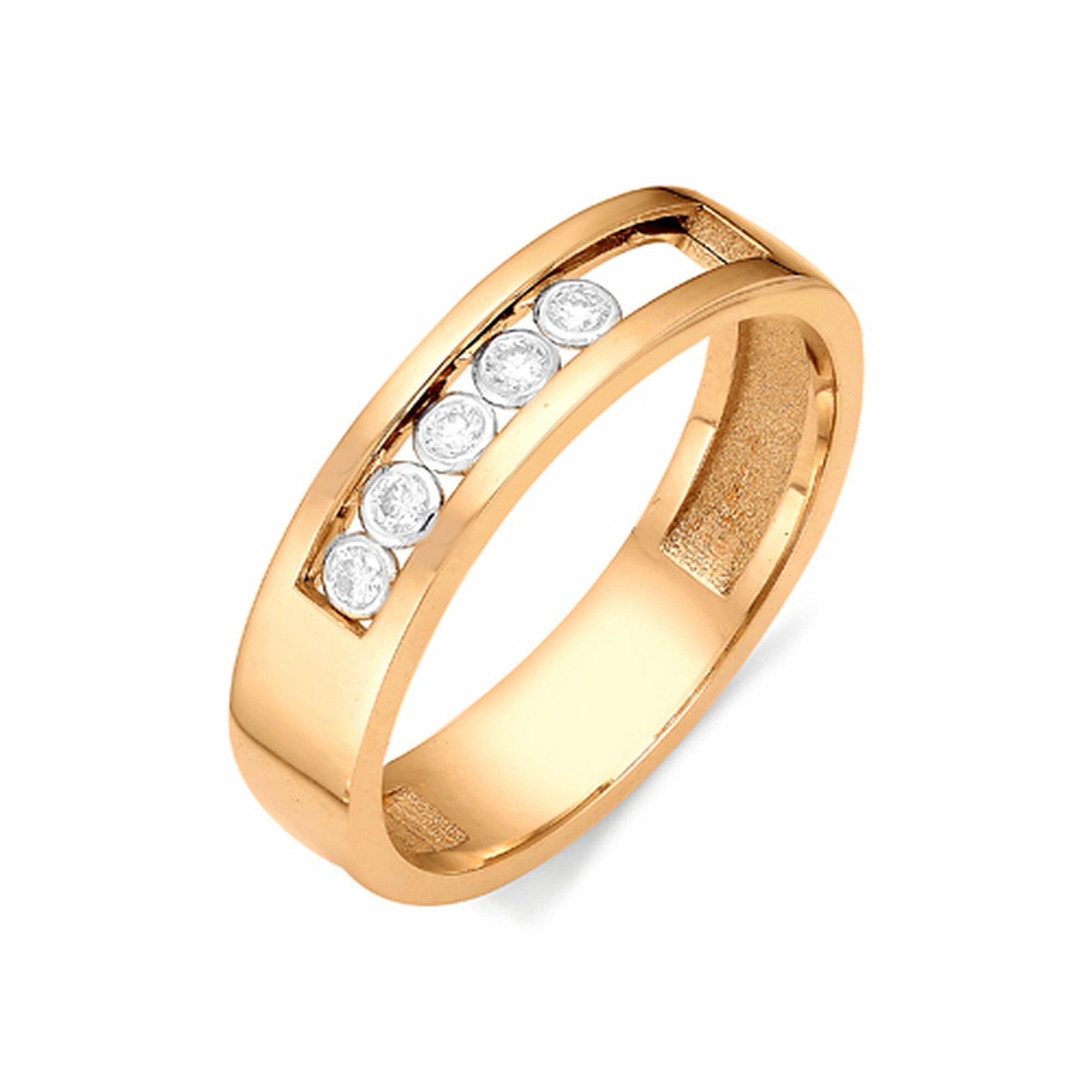 Кольцо дорожка, красное золото, 585 проба, бриллиант