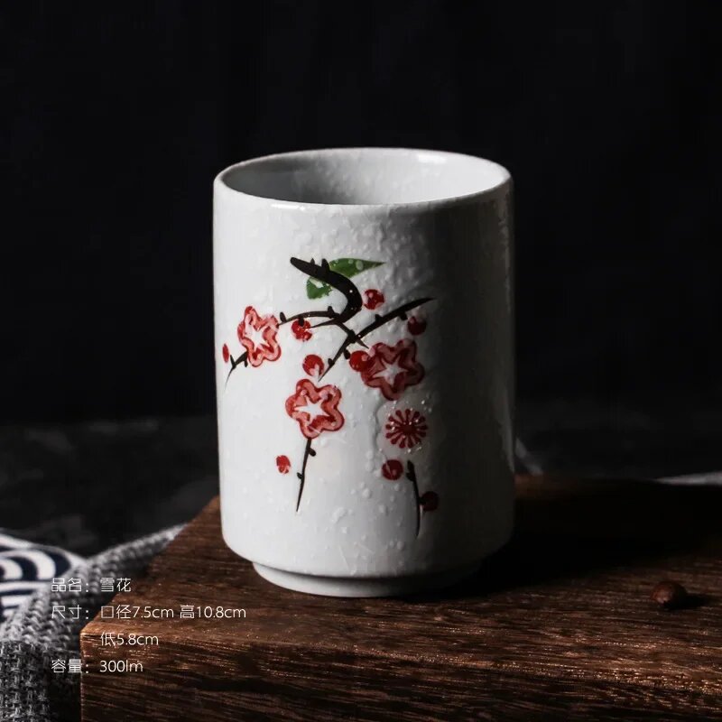 Керамическая чашка для чая, Красный, Snowflake, 300мл