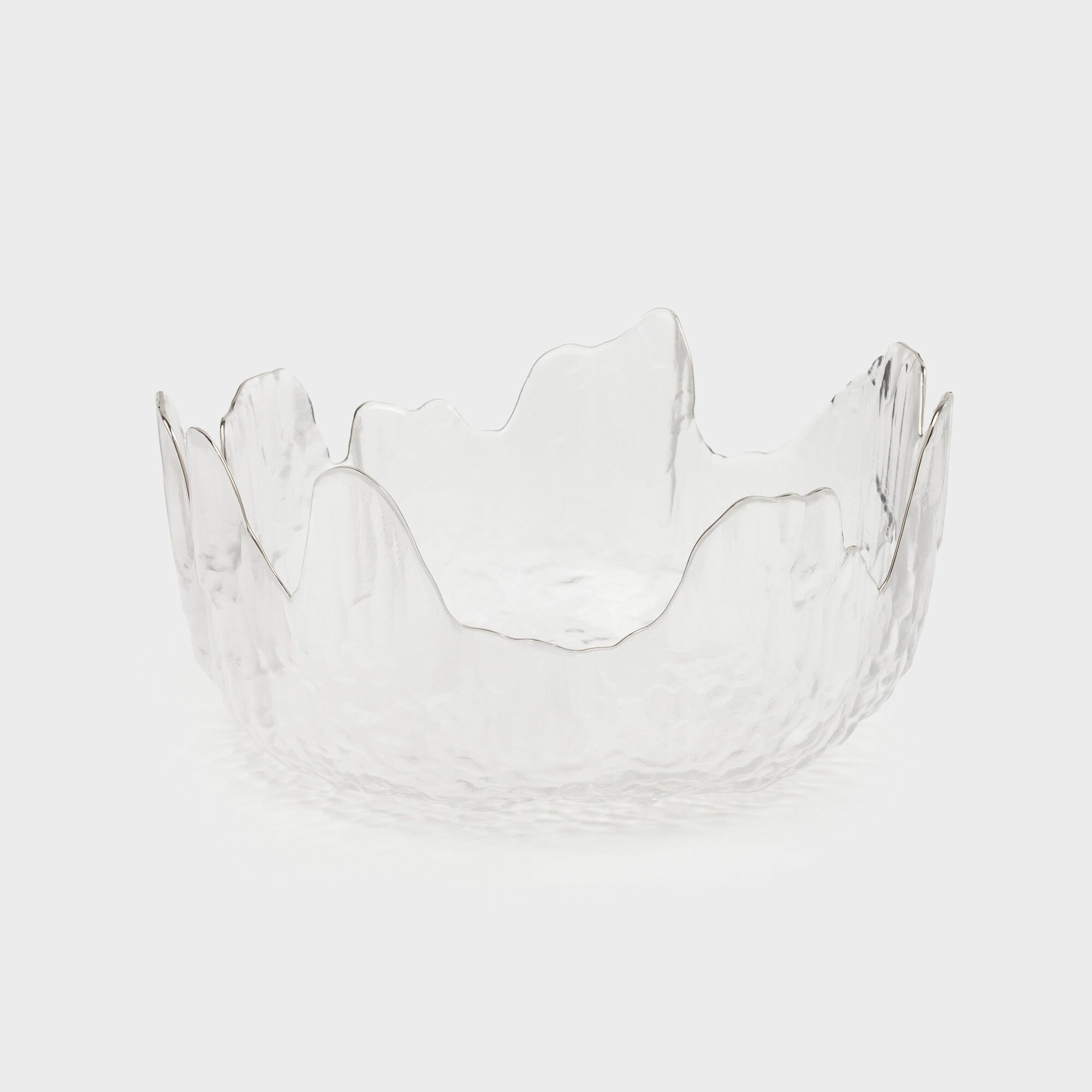 Салатник, 20х9 см, 1,1 л, стекло, с серебристым кантом, Nautilus silver, Kuchenland