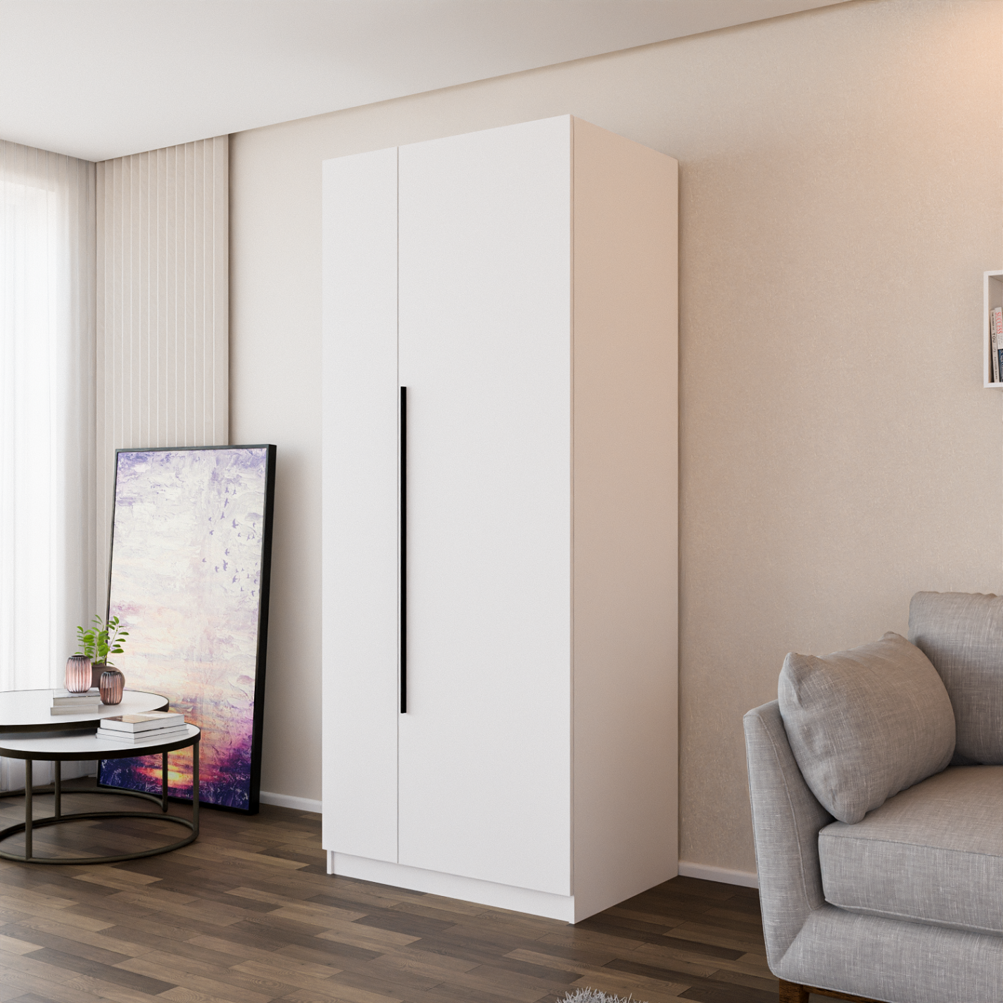 Шкаф распашной Кельвин | ЛДСП Белый