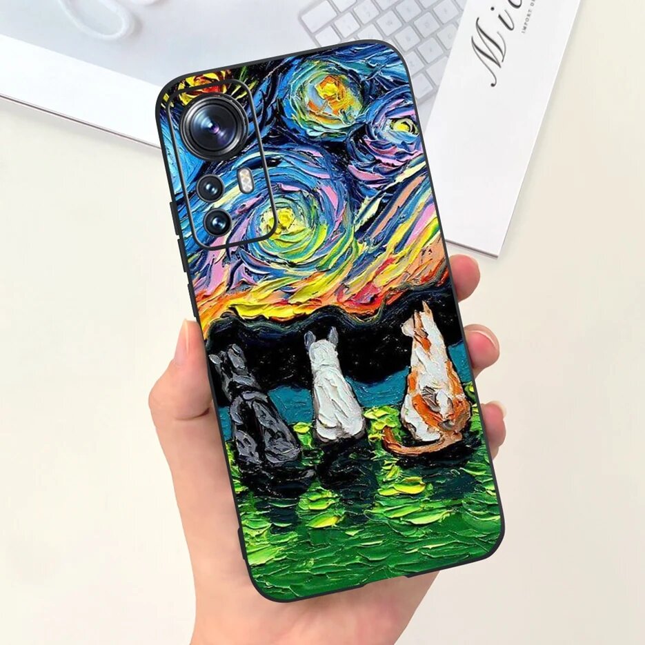 Чехол для Xiaomi Mi 12 Pro с котами и звездным небом
