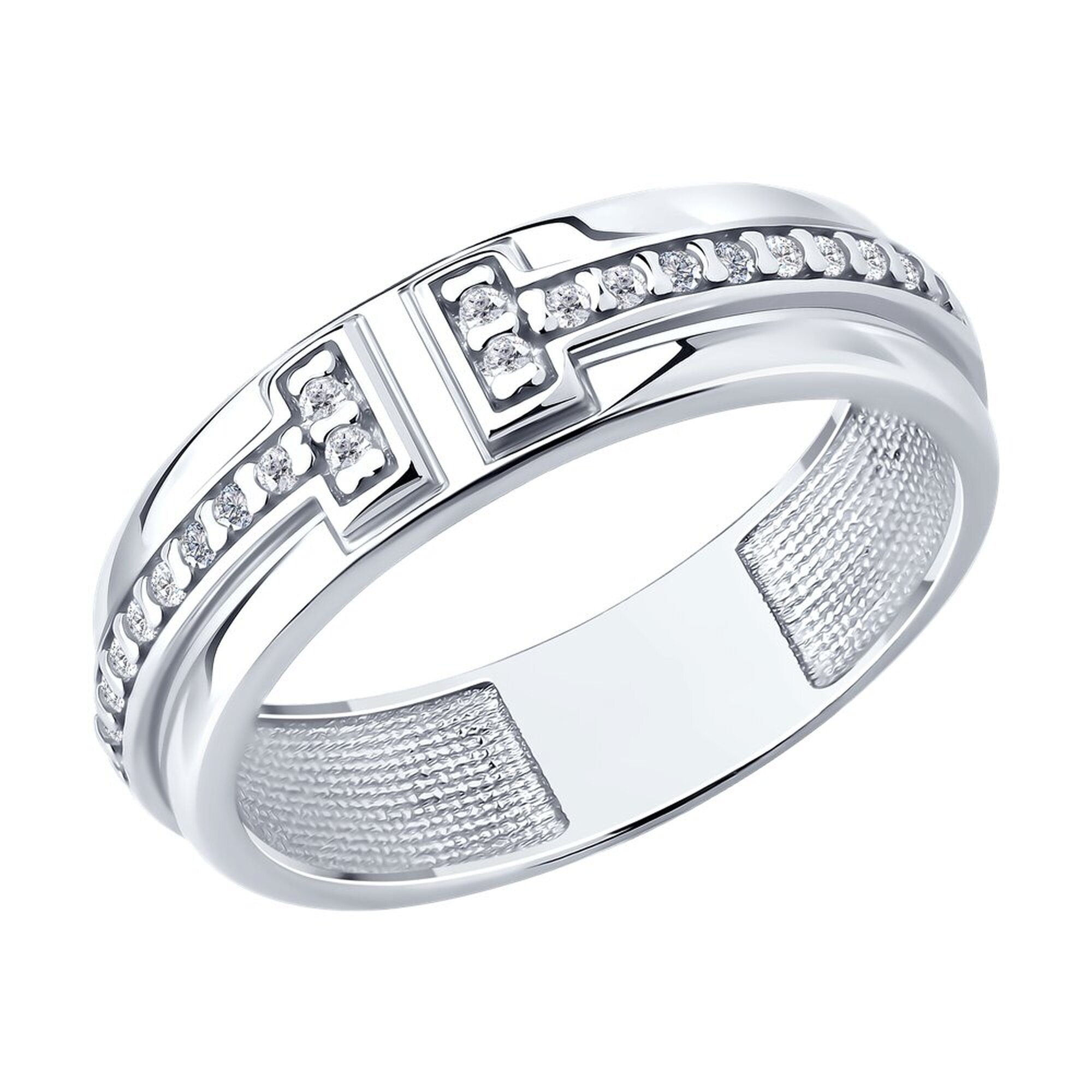 Кольцо дорожка Diamant online, серебро, 925 проба, родирование, фианит
