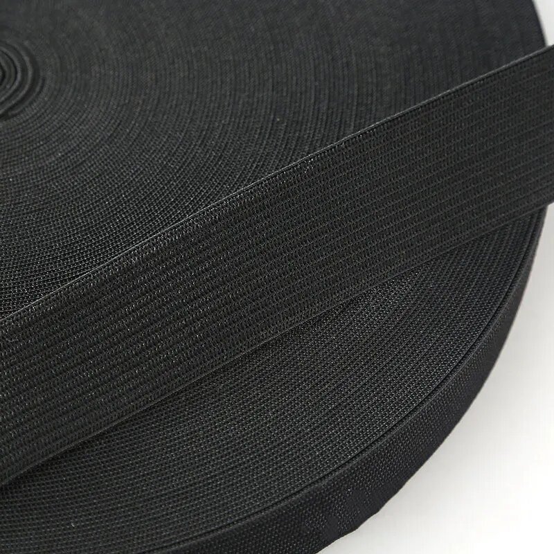 Эластичная лента нейлоновая 5м 15/20/25/30/35/40/50/60 мм черная белая