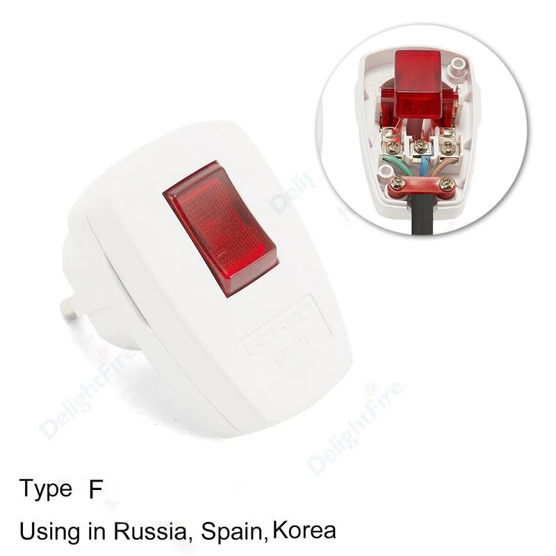 Электрическая розетка DelightFire евростандарт с переключателем EU Plug