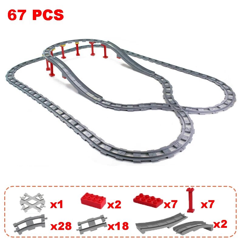 Железная дорога серый 67pcs train track